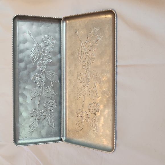 Source Unknown | Dining | Vintage Hammered Aluminum Floral Embossed ...